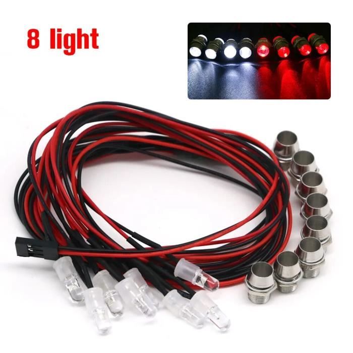 8 LED - 70cm de longueur RC LED veilleuses phares 3-5mm LED lumière ...