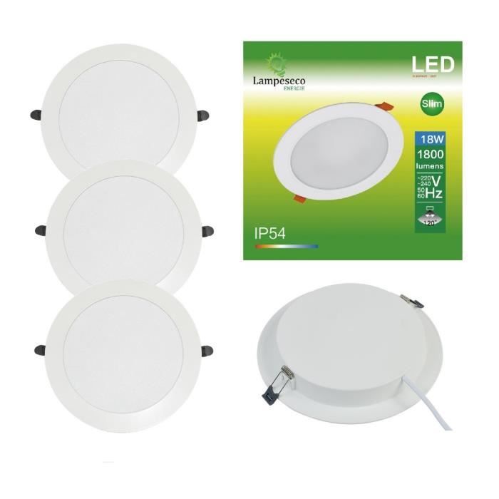 Spot Encastrable LED Downlight Panel Extra-Plat 18W Blanc Neutre 4200-4500K - LAMPESECOENERGIE ...