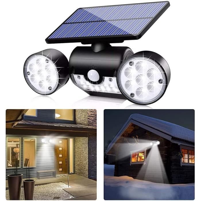 Lampe Solaire Exterieur Detecteur de Mouvement,30 LED Spot Solaire,120° IP65 Étanche Lumière ...