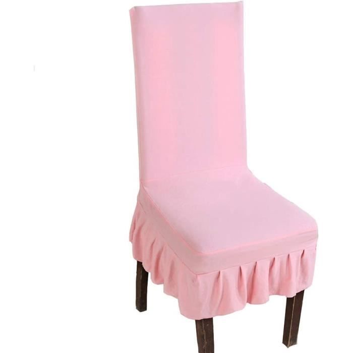 Teerf Lot de 4 housses de chaise avec jupe à volants en élasthanne ...