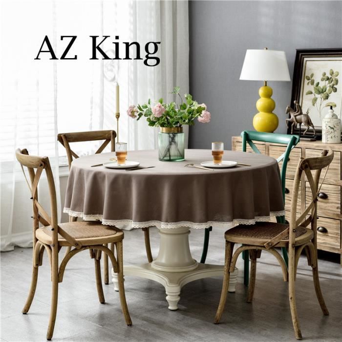 AZ KING-Nappe De Table kaki 180 cm Antitache Ronde imperméable Dentelle ...