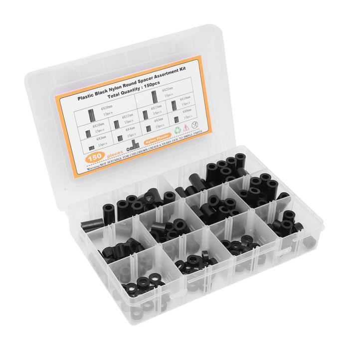 EJ.life Vis Matériel Entretoises Assortiment de 150 entretoises en nylon rondes en plastique ...