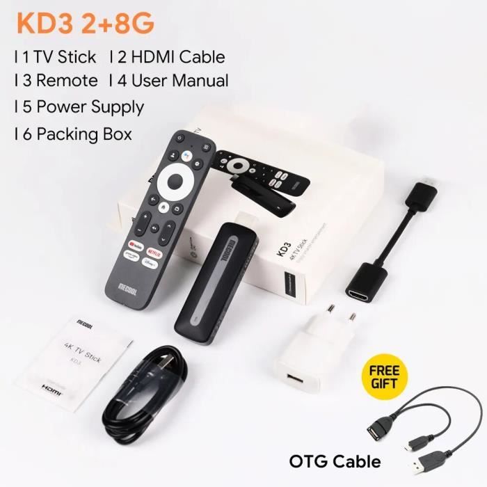 Jeux console - KD3 - Télévision Android 11 - Netflix - 4K - Dolby Audio - 2 Go RAM - 8 Go ROM ...