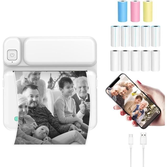 QUOXO Imprimante Thermique sans Fil de Poche Portable 200dpi, Mini ...