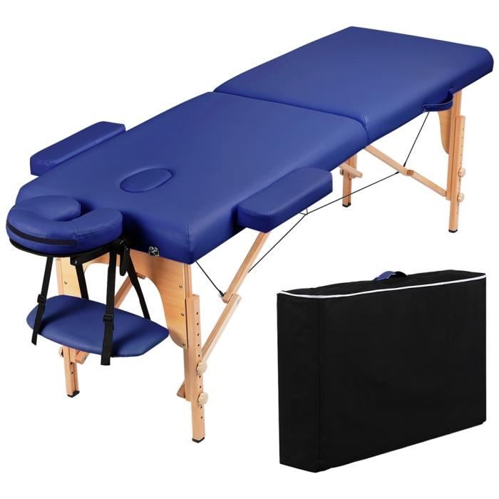 Table De Massage Portable Pliable 2 Zones Hauteur Réglable Appuie