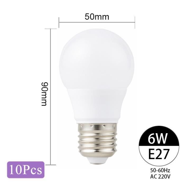 AMPOULE LED,220v-E27-6W-Warm White--Ampoule LED E27 E14 220V, 10 pièces-lot, lampe 3W 6W 9W 12W ...