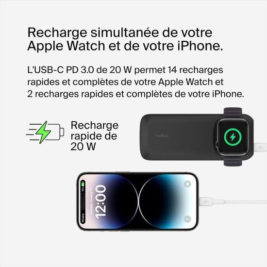 Batterie Externe 10K Pour Apple Watch Et Appareils Usbc (Câble Usbc ...