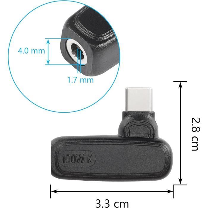 Adaptateur de Charge d'alimentation 100 W PD DC4017 vers Type C DC 4,0 ...