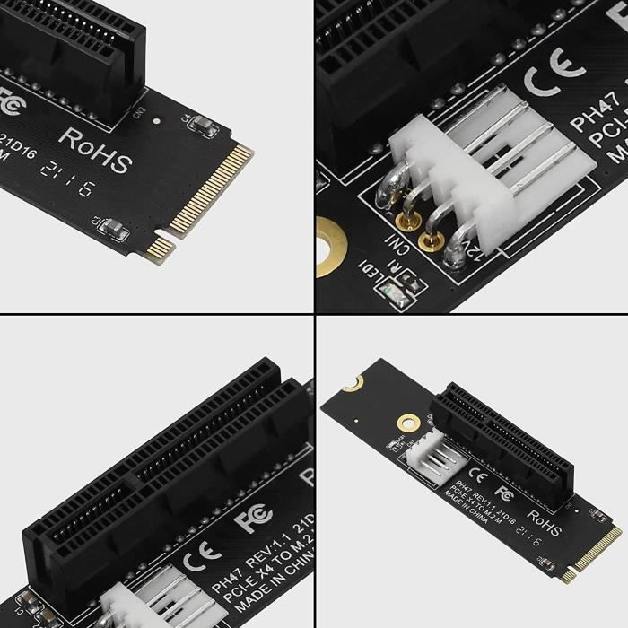 Carte Reseau - Limics24 - Riser M.2 Ngff Vers Pci-E X4 M Key 2260 2280 Port Ssd Adaptateur Pcie ...