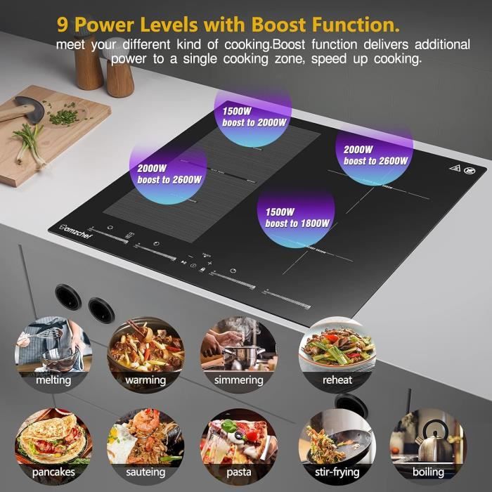 Plaque À Induction 60Cm Plaque Induction Electrique Avec 4 Zones Boost ...