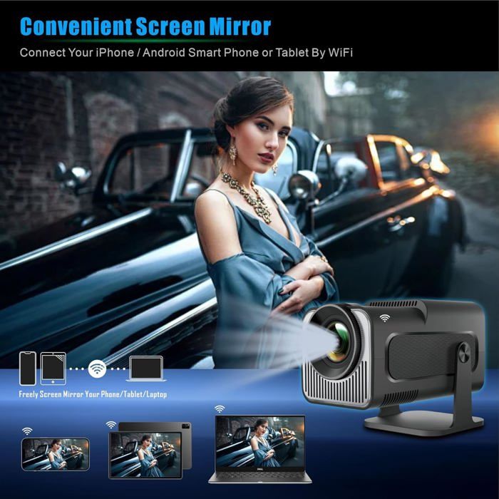 Mini Projector, HY320 Mini Video Projector, 4K Portable Projector with ...
