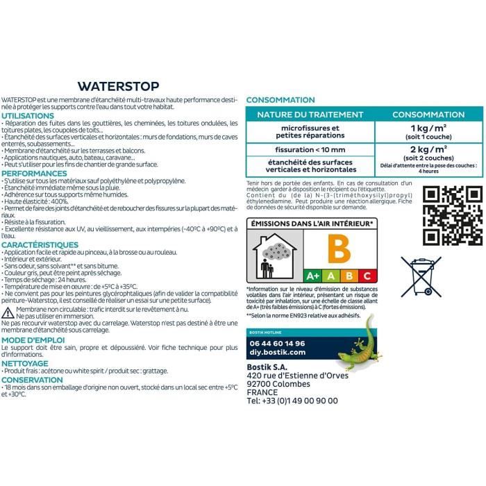 Bostik Membrane d'Étanchéité Waterstop JointeColleRebouche Réparation ...