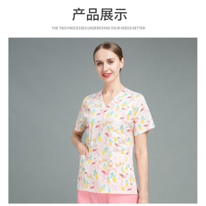 BLOUSE PROFESSIONNELLE Tshirt Col en V Uniforme d'infirmière Travail ...