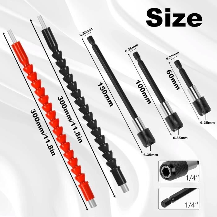 7Pcs Foret à Angle oit Kit d'Extension d'Angle Flexible, 105 Degrés ... 7Pcs Foret à Angle oit Kit d'Extension d'Angle Flexible, 105 Degrés ...