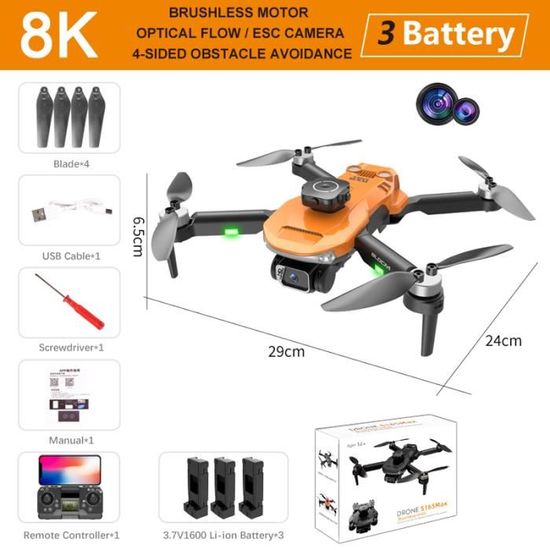 Orange ProDual-8K-3B-Xiaomi-Drone Ata Jia S165, 8K, 5G, GPS, Professionnel, HD, Photographie ...