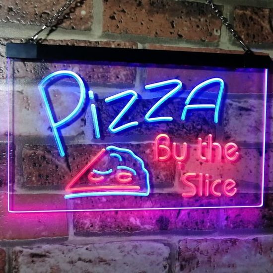 12V 20x30cm - bleu et rouge - Panneau néon LED pour Pizza au magasin de tranches, affichage de ...