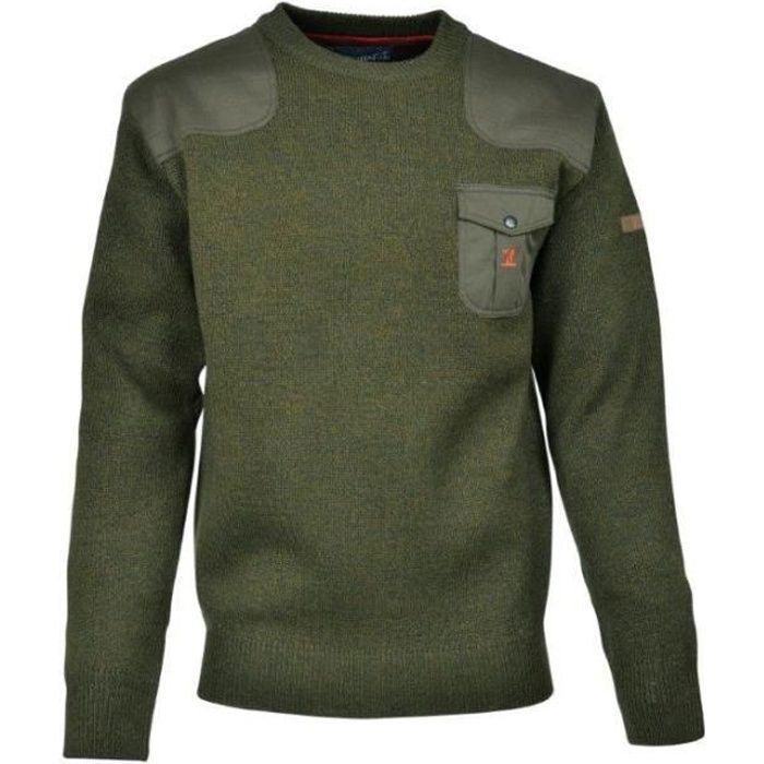 Pull de chasse brodé col rond - PERCUSSION - Kaki - Adulte - Mixte Kaki ...