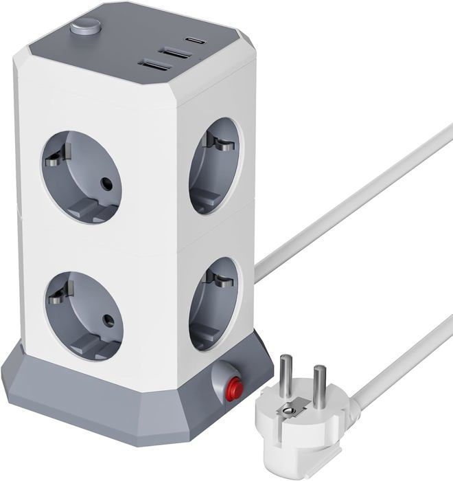 8 voies multiple socket cube 2 fiches multiples USB 1 type C prises 8 ...