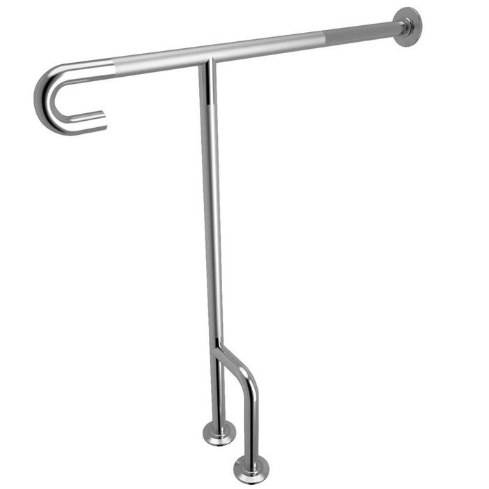 Barre d'appui fixe avec pied d'appui 90 cm en acier inoxydable avec ...