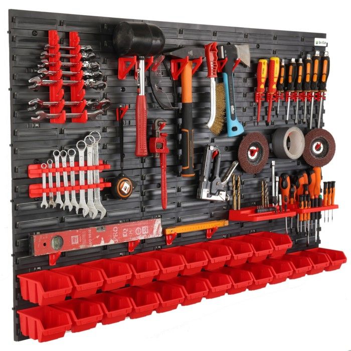 TABLEAU MURAL D'ATELIER D'OUTILS 116x80cm + 23 POIGNÉES DE POUBELLE DE ...