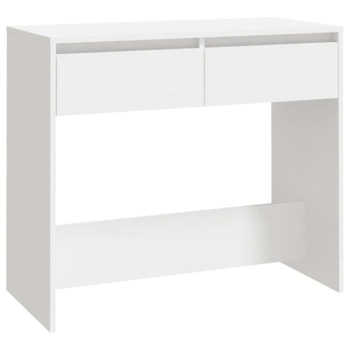 Table console - AKOZON - 89x41x76,5 cm - Blanc - Bois - 2 tiroirs ...