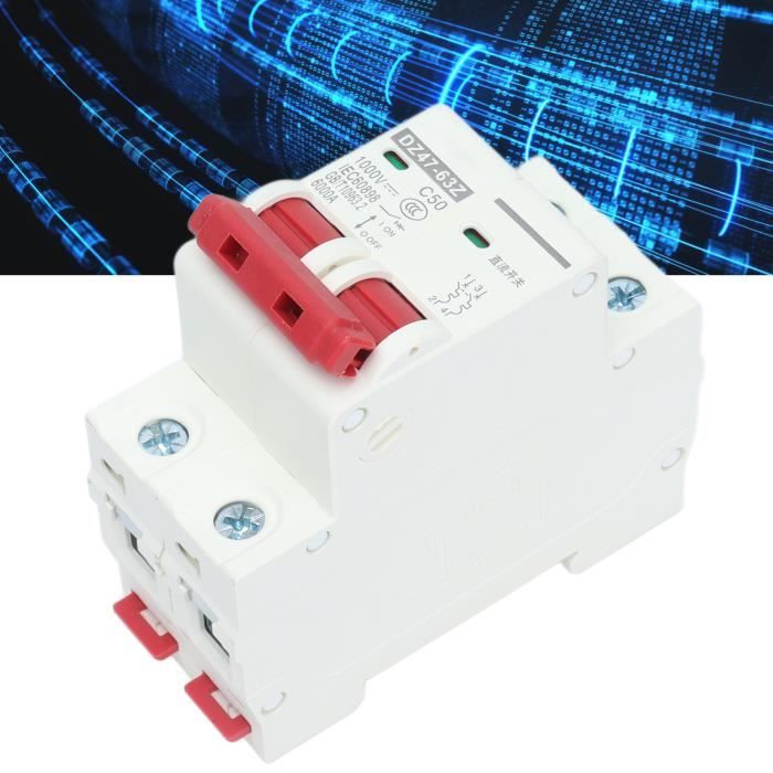 Mini disjoncteur DC Disjoncteur miniature DC 2P Isolateur de système PV solaire Montage sur rail ...