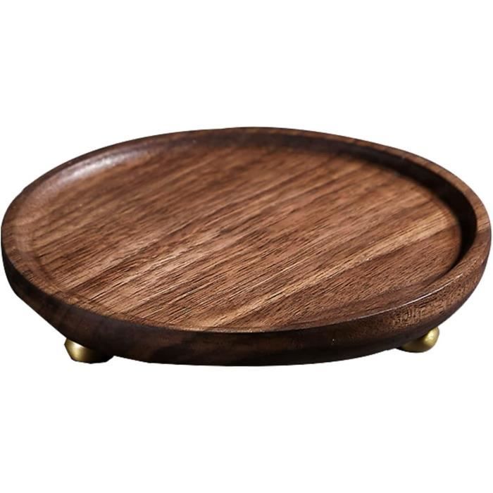 Plateau De Rangement Rond En Noyer-Plateau De Service En Bois De Noyer ...