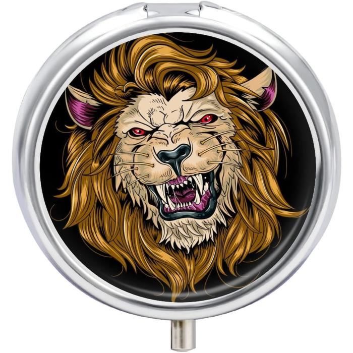 Petit Pilulier Rond En Métal Avec Motif Lion De Dessin Animé, Mini ...