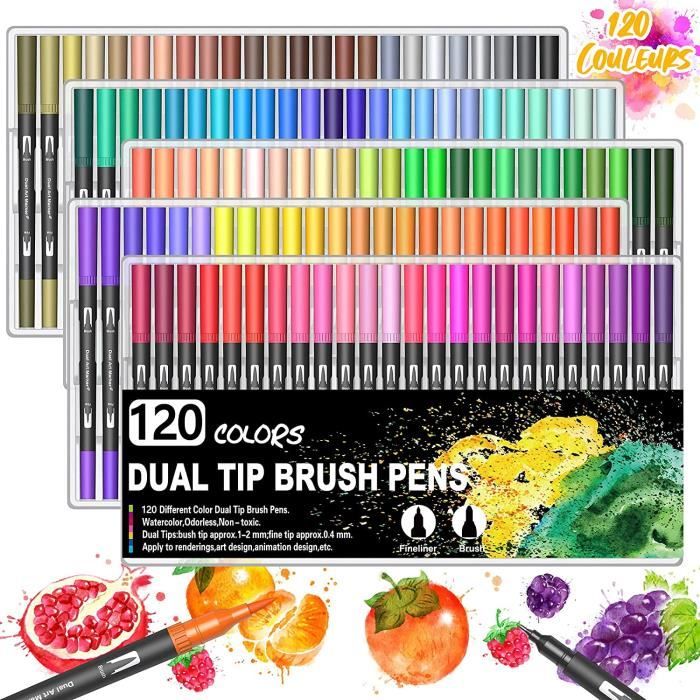BOIROS Feutre Coloriage, 120 Couleurs Feutre Coloriage Adulte, Feutre ...