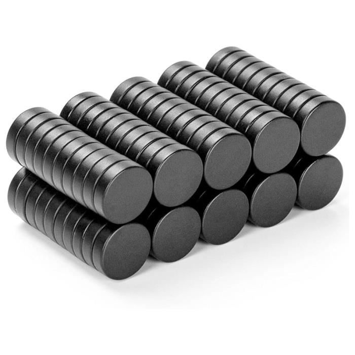200PCS - 8x3mm - Aimant puissant rond noir, aimant Permanent en Ferrite ...