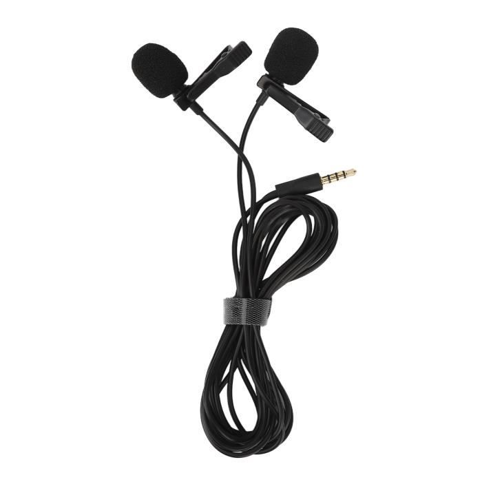 Garosa Micro-cravate Lavalier Microphone Lavalier à Double Tête Noir ...