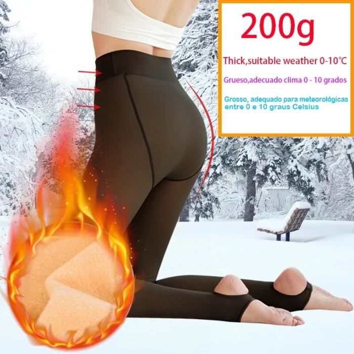 Pantalon de sport,Collants translucides taille haute pour femmes,collants noirs,bas chauds- 200g ...