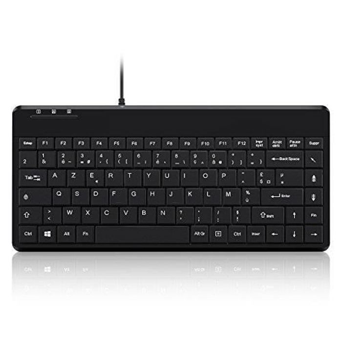 Perixx PERIBOARD-409 Mini Clavier Filaire PS2-315x147x20mm Noir AZERTY ...