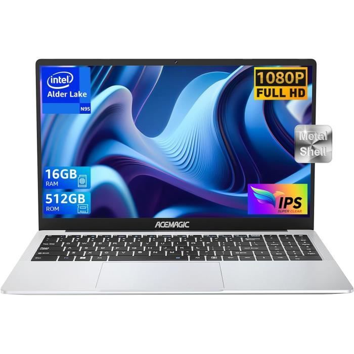 Ordinateur Portable,Boîtier Métallique, 15,6'' Fhd 16 Go Ddr4 512 Go ...