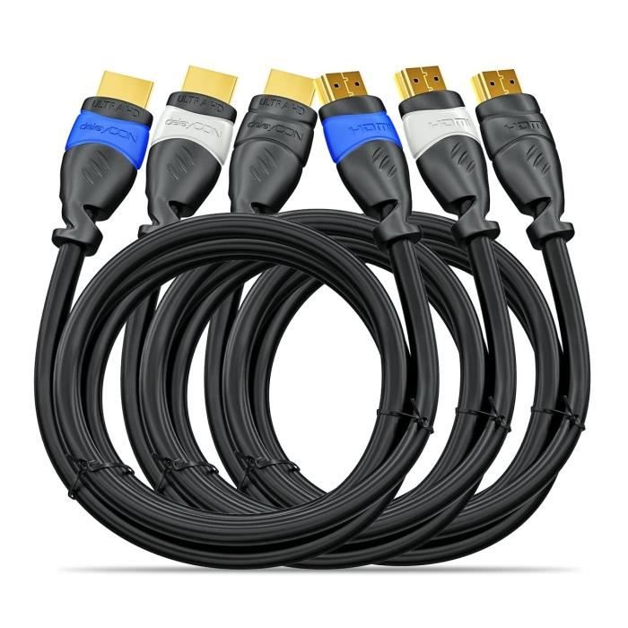 3X 2M Ensemble De Câble Hdmi Compatible 2.0A-B-1.4A - Uhd 4K Hdr 3D ...