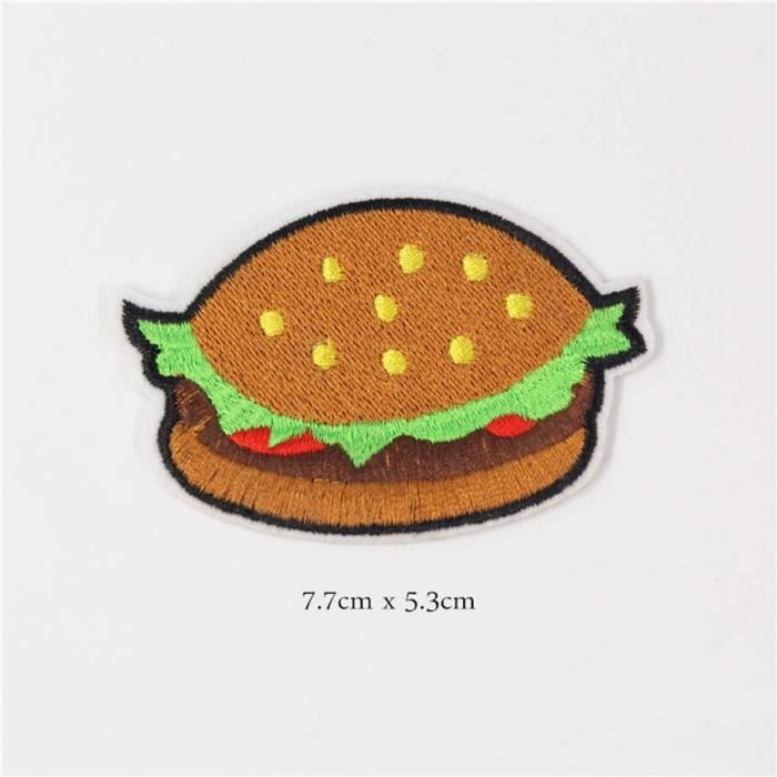 BU163N2 Hamburger -Patch brodé en tissu,Fruits alimentaires,pour ...