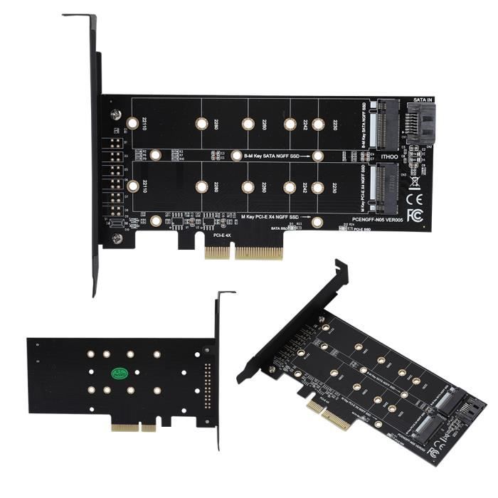 Carte adaptateur PCI-E 4X vers M.2 NVMe SSD NGFF clé B clé M extension double interface ...