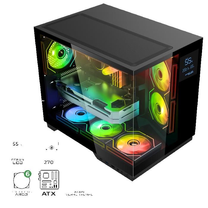 Boîtier PC Gamer - SPIRIT OF GAMER - VIPER CRX DARK - Écran LCD ...