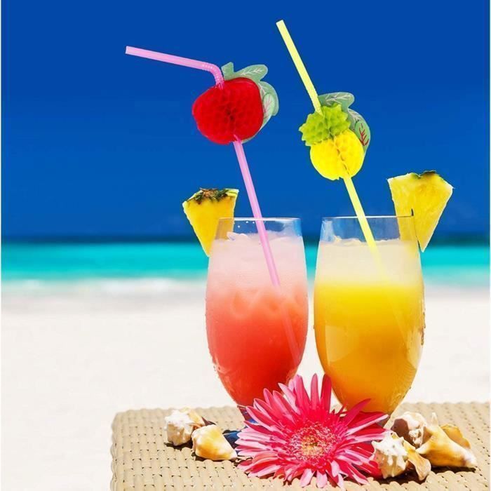Cocktail Pailles 50 PCS Cocktail 3D Décorative Fruit Paille en ...