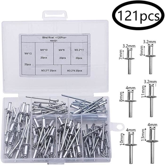 Rivet à tête ronde, coiffe ronde frapper Rivet en aluminium, M3, M4, M5 ...