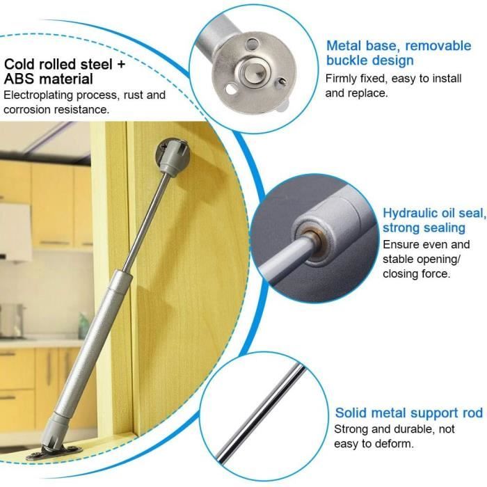 2 Pcs Vérin à Gaz 100N pour Porte Relevante Vérin à Ressort Blocable ...