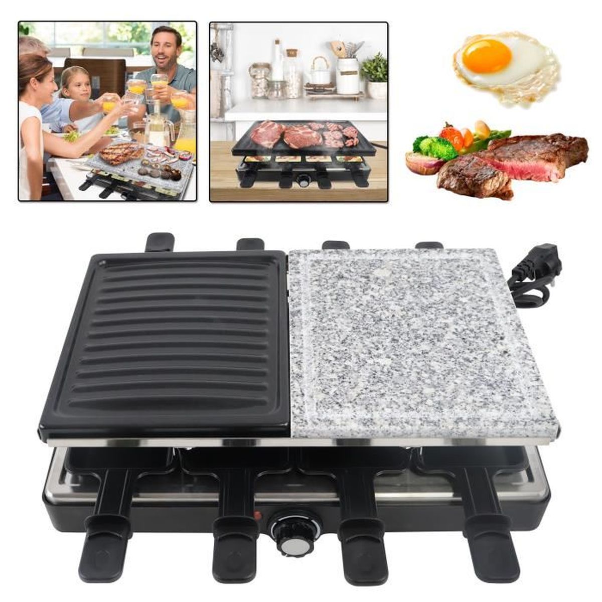 YRHOME 1400W Grill électrique gril table gril multifonction avec Pierre ...