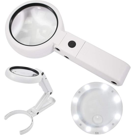 5 X Loupe à Main - Support pour Bureau Pliable- Loupe avec lumière et ...