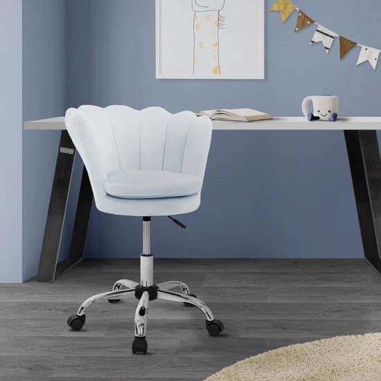 Chaise de Bureau - ML-Design - A624 - Velours Bleu Clair - Dossier Ergonomique - Réglable ...
