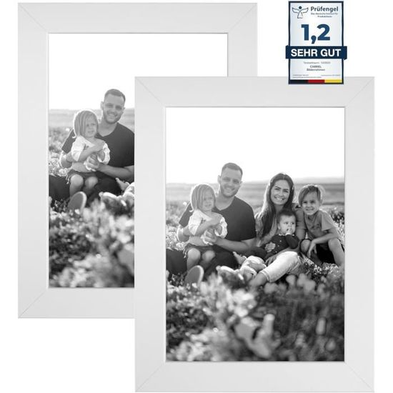 Lot De 2 Cadres Photo 15X21 Cm, Blanc, Cadre Stable En Bois Mdf, Verre ...