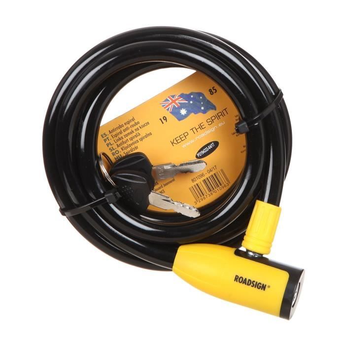 ROADSIGN Antivol spiral + clé - L 1800 x Ø12 mm - Cdiscount Sport