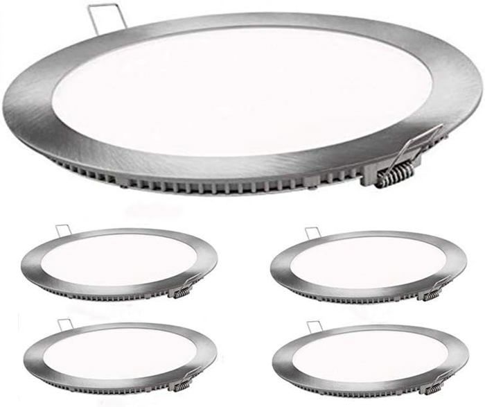 Plaque Led Ronds Et Plats 20W (Pack 5) Downlight Led Cadre Argenté ...