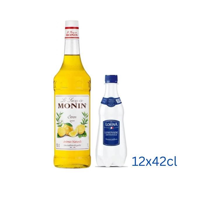 Lot sirop & limonade : Sirop Monin Citron 1L – Limonade Lorina (12x42cl ...