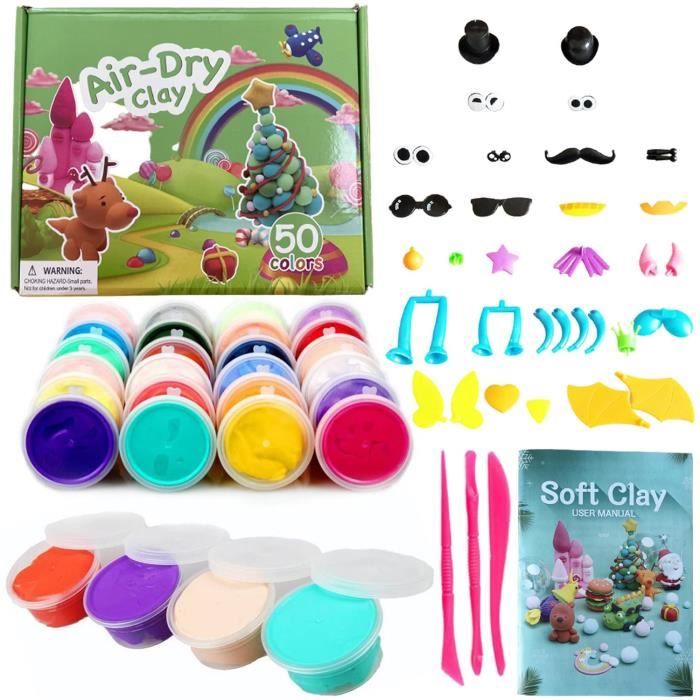 Kit d'argile à Modeler,50 Couleurs Séchées à l'air Libre Argile Magique ...