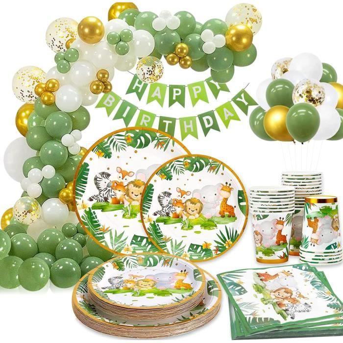 Vaisselle Anniversaire Jungle Animaux, Assiette Anniversaire Jungle ...